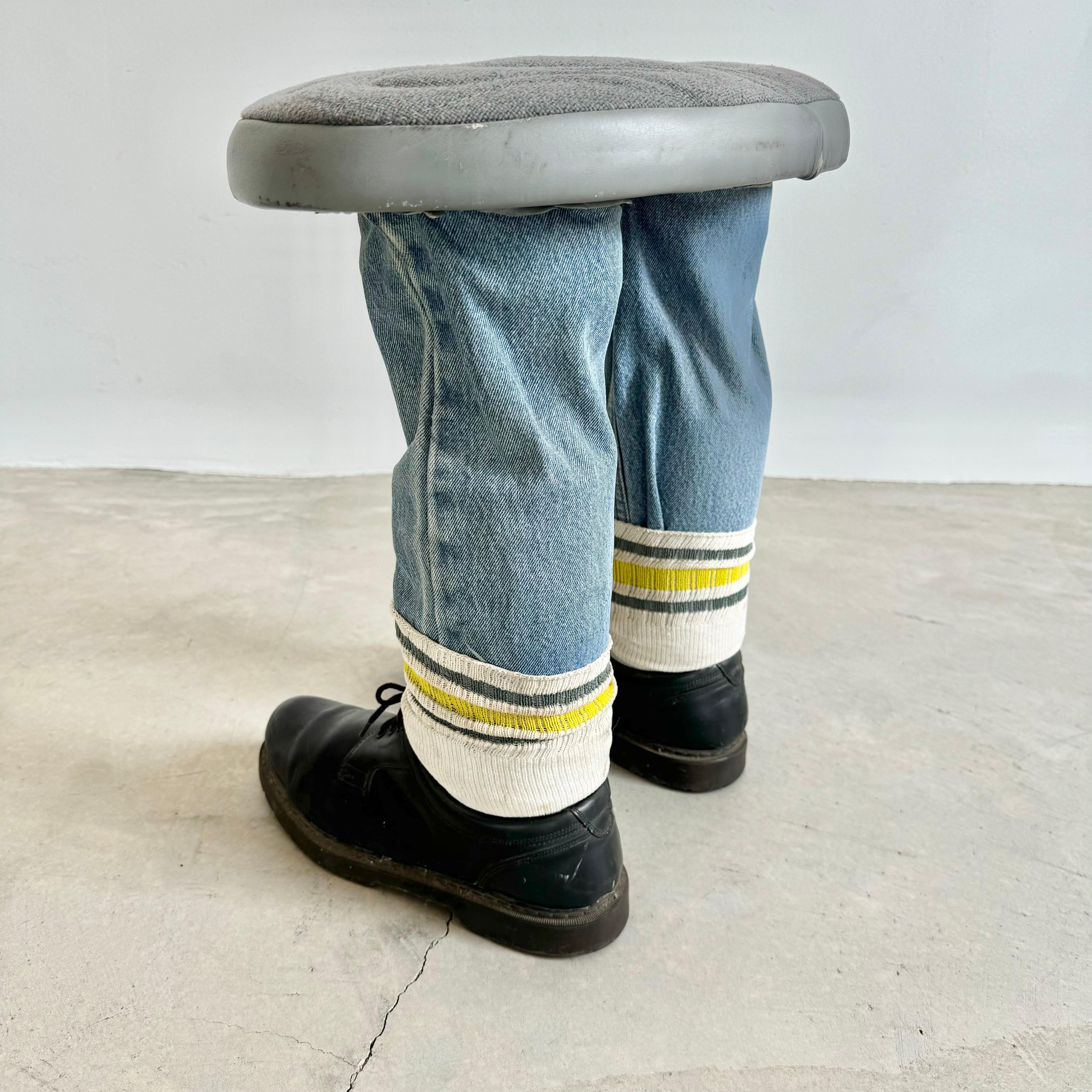 Pop-Art Legs with Work Shoes Stool, 1990s USA For Sale at 1stDibs