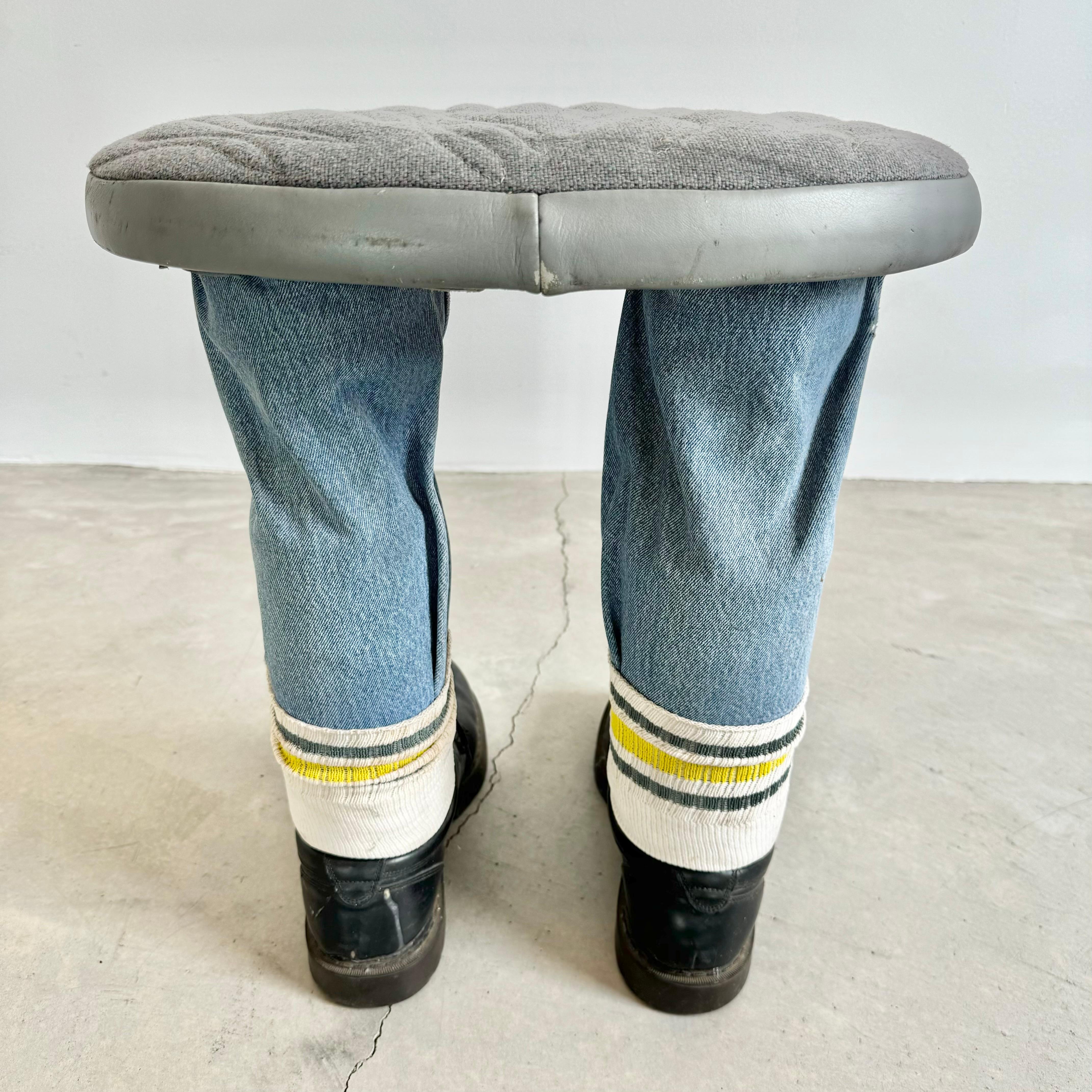 Pop-Art Legs with Work Shoes Stool, 1990s USA For Sale at 1stDibs