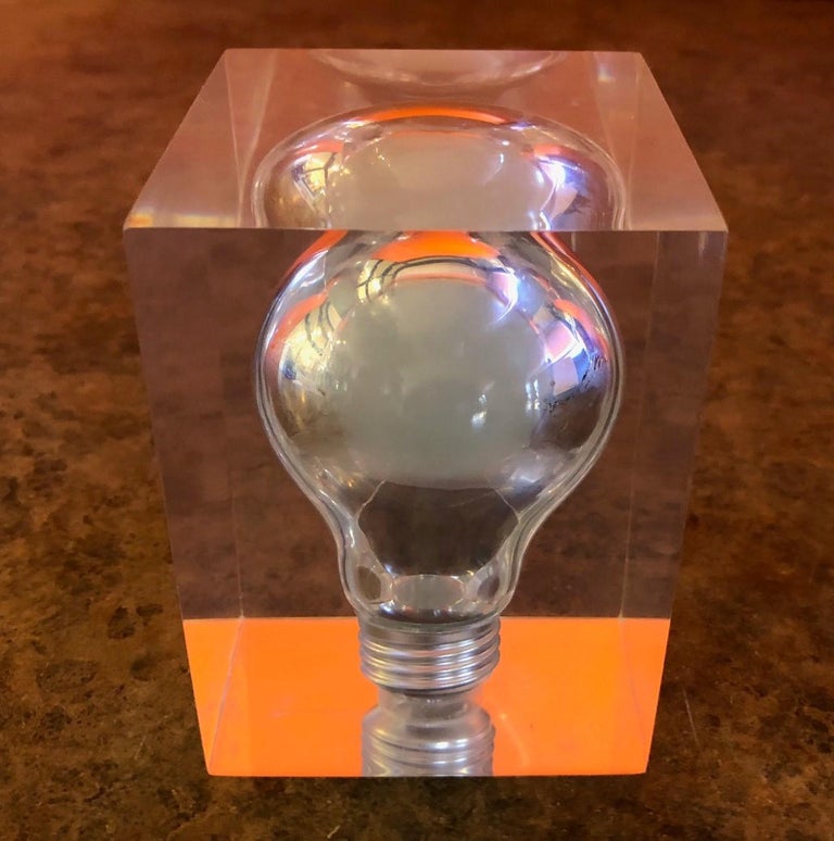 Pop Art Light Bulb Sculpture / Paperweight in Lucite by Pierre Giraudon ...