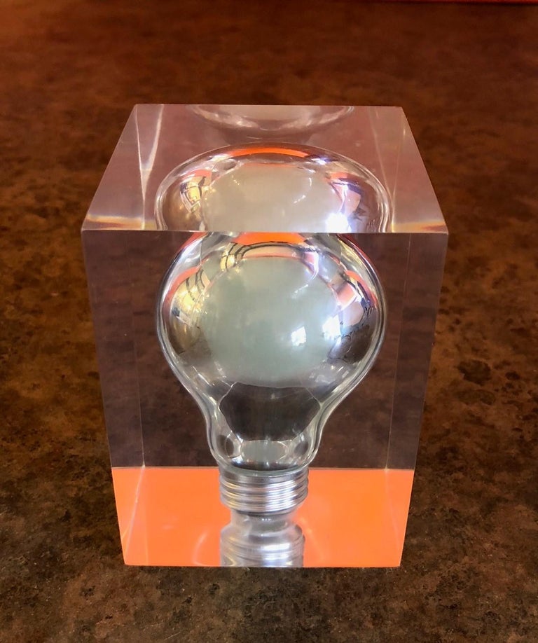 Pop Art Light Bulb Sculpture / Paperweight in Lucite by Pierre Giraudon ...