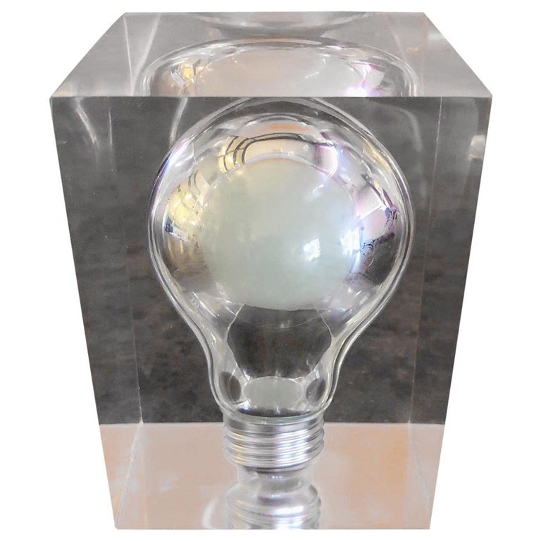 Pop Art Light Bulb Sculpture / Paperweight in Lucite by Pierre Giraudon ...