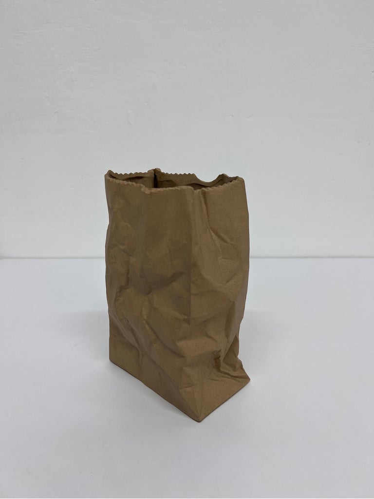 Pop Art Porcelain Brown Paper Bag Vase Sculpture by Hawaii's Ceramic ...
