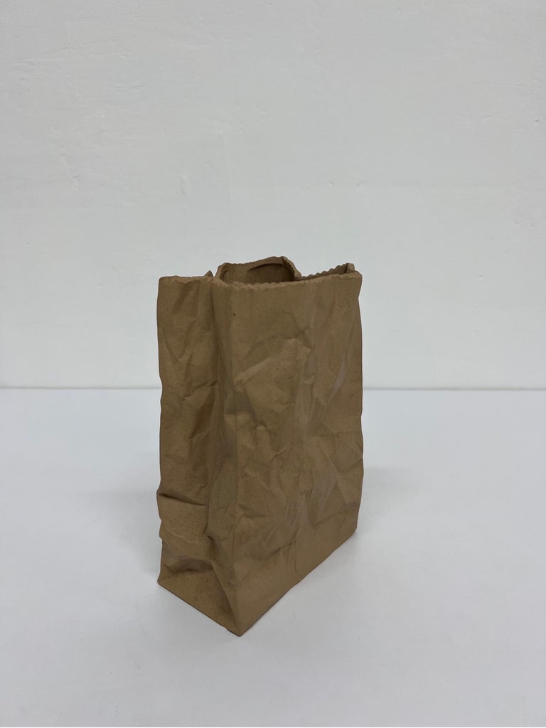 Pop Art Porcelain Brown Paper Bag Vase Sculpture by Hawaii's Ceramic ...