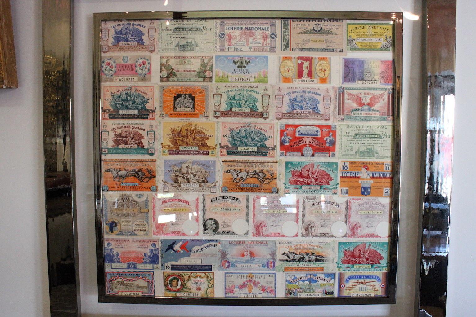 Pop-Art Style Frame with Old French Lottery Tickets For Sale at 1stDibs ...