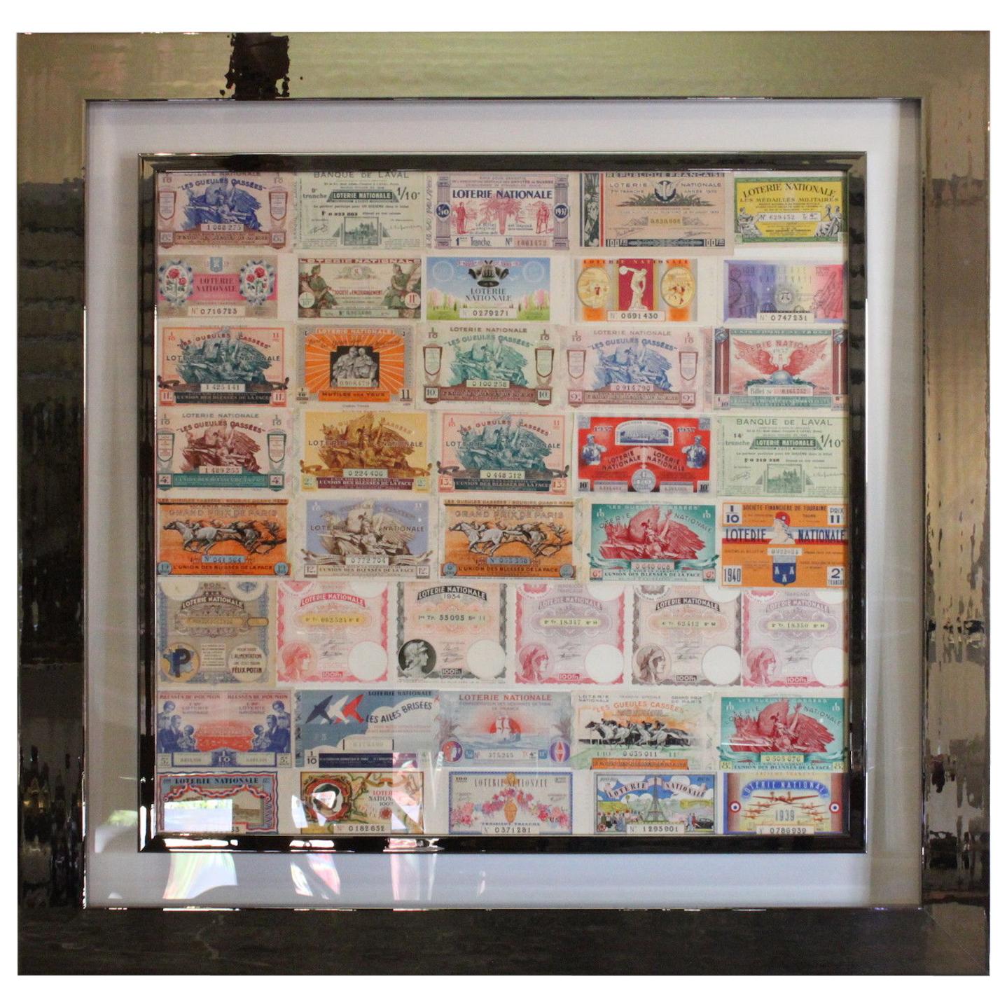 Pop-Art Style Frame with Old French Lottery Tickets For Sale at 1stDibs ...