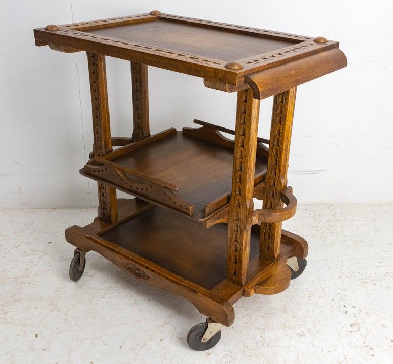 Poplar Cart Drinks Cocktail Table Trolley Three Trays on Wheels, France ...