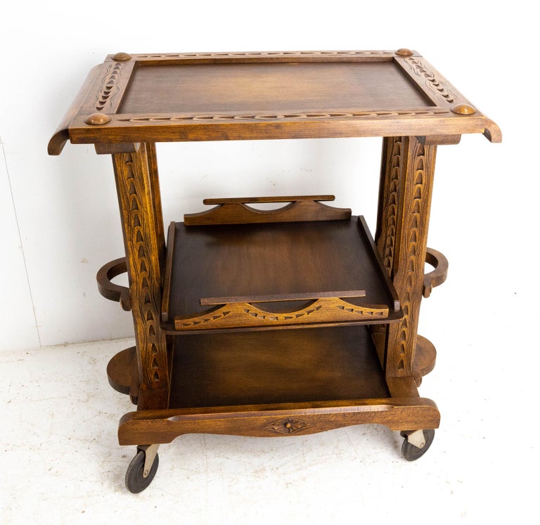 Poplar Cart Drinks Cocktail Table Trolley Three Trays on Wheels, France ...