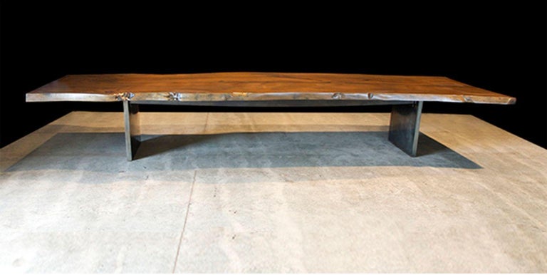 Organic Live Edge Poplar Dining Table For Sale at 1stDibs