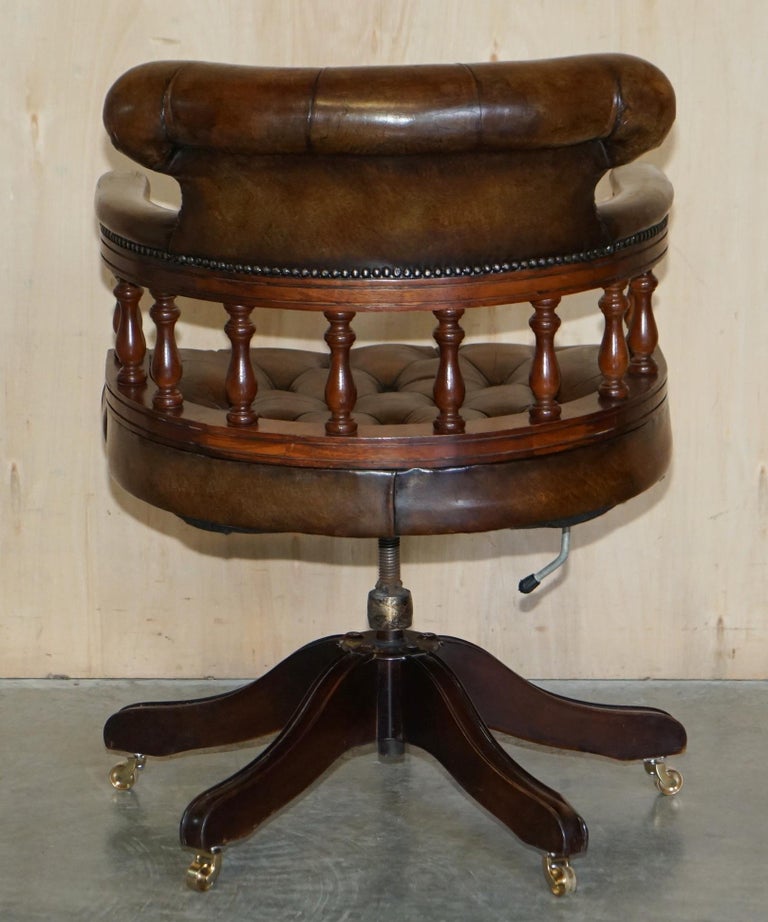 Popular Restored Chesterfield Vintage Brown Leather Directors Captains ...