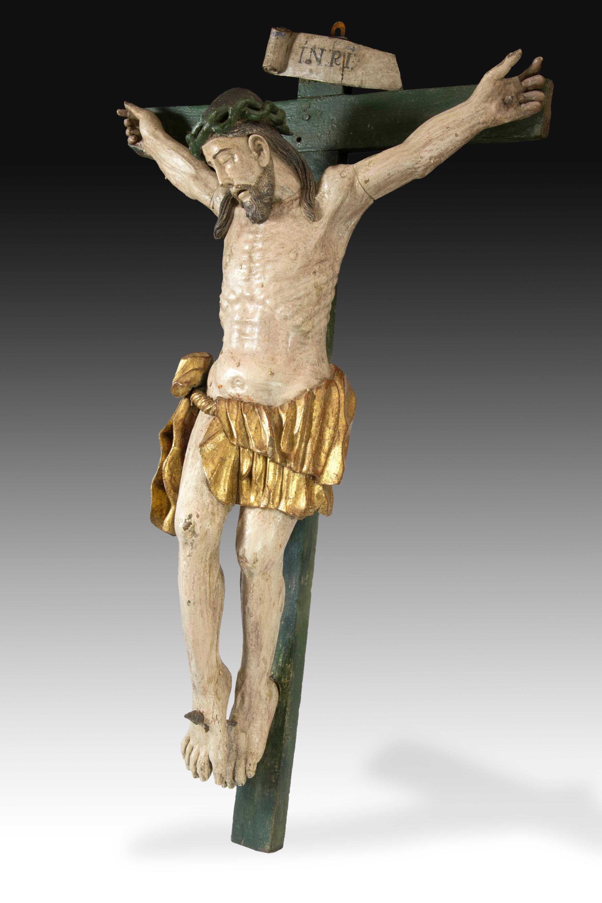 Popular style Christ. Carved and polychrome wood. Spanish school, 17th century. at 1stDibs