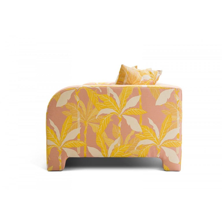 Popus Editions Graziella 3 Seater Sofa in Pink Miami Jacquard Fabric ...
