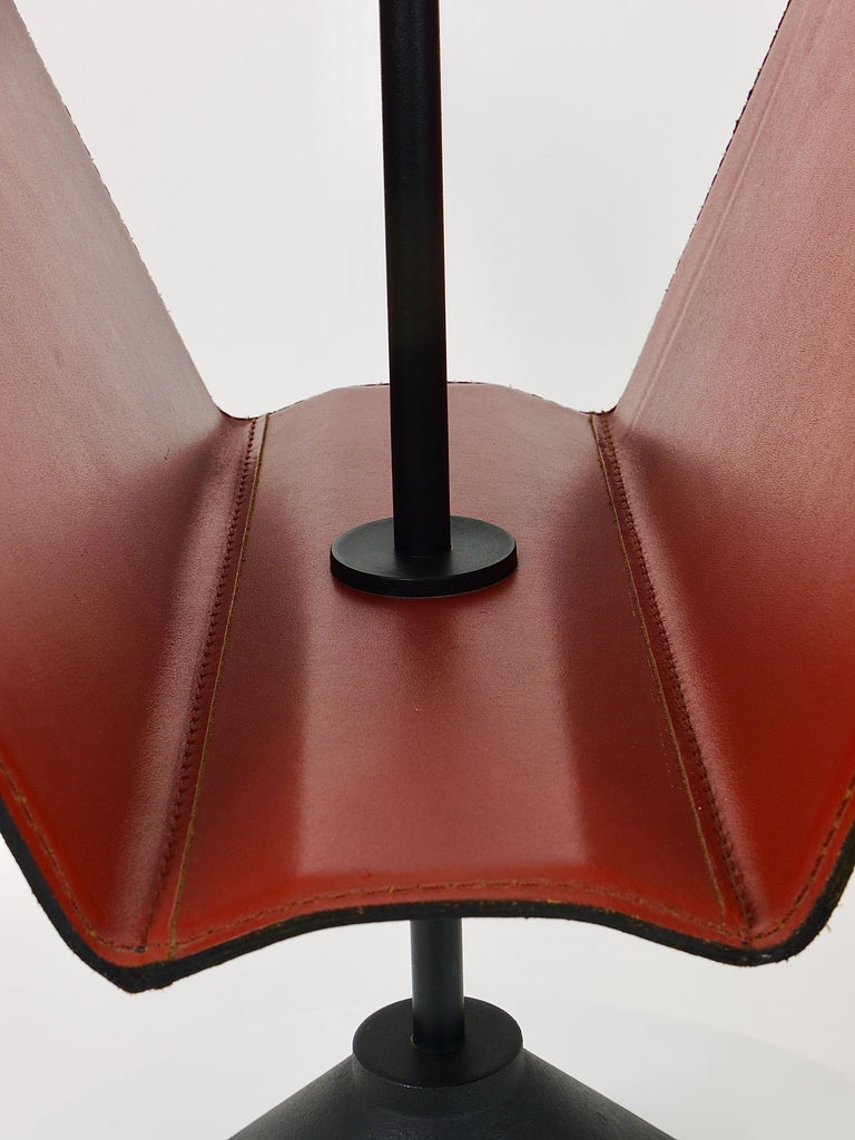 Porada Arredi Black Post Modern Leather Magazine Rack News Stand, Italy ...