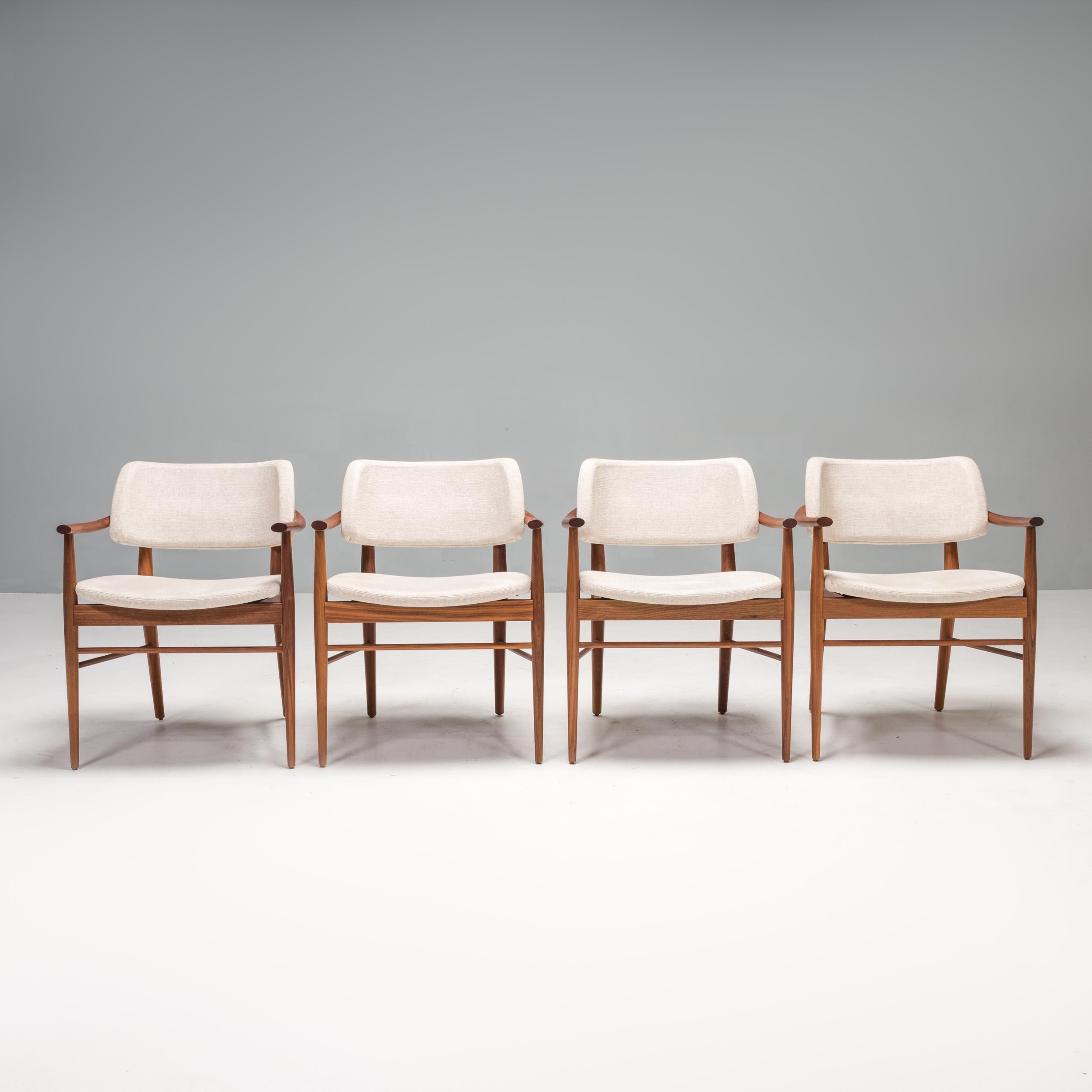 Porada Walnut and Fabric Nissa Dining Chairs, Set of 4 at 1stDibs ...