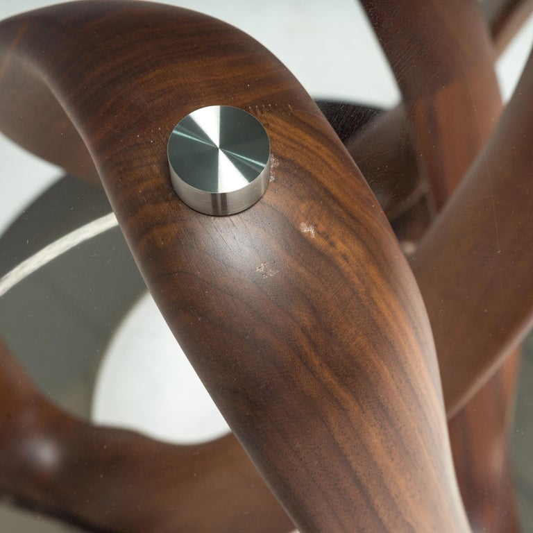 Porada Walnut and Glass Infinity Dining Table For Sale at 1stDibs
