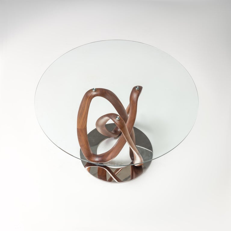 Porada Walnut and Glass Infinity Dining Table For Sale at 1stDibs