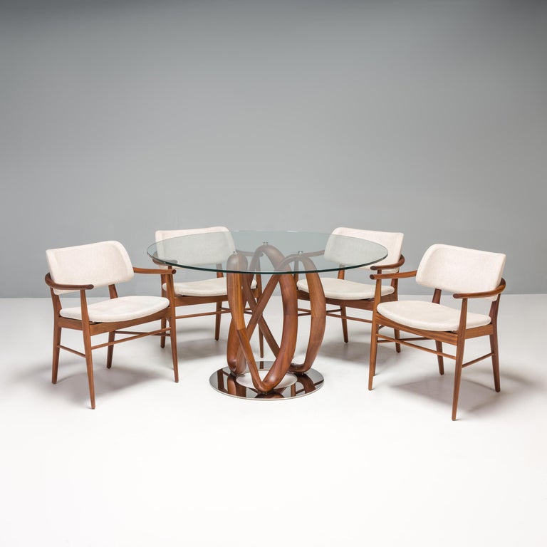 Porada Walnut and Glass Infinity Dining Table For Sale at 1stDibs