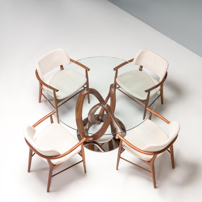 Porada Walnut and Glass Infinity Dining Table For Sale at 1stDibs