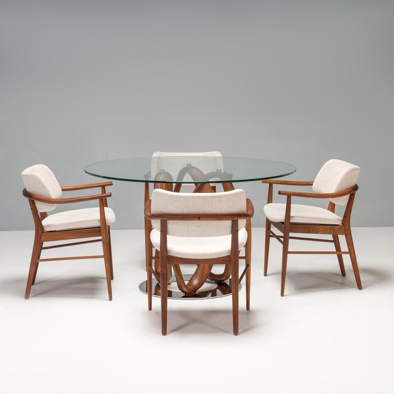 Porada Walnut and Glass Infinity Dining Table For Sale at 1stDibs