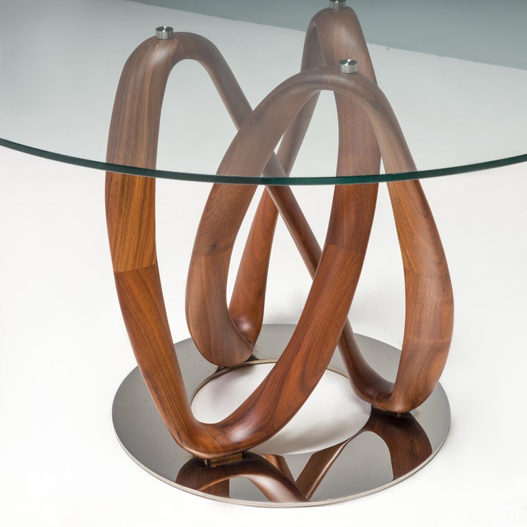 Porada Walnut and Glass Infinity Dining Table For Sale at 1stDibs