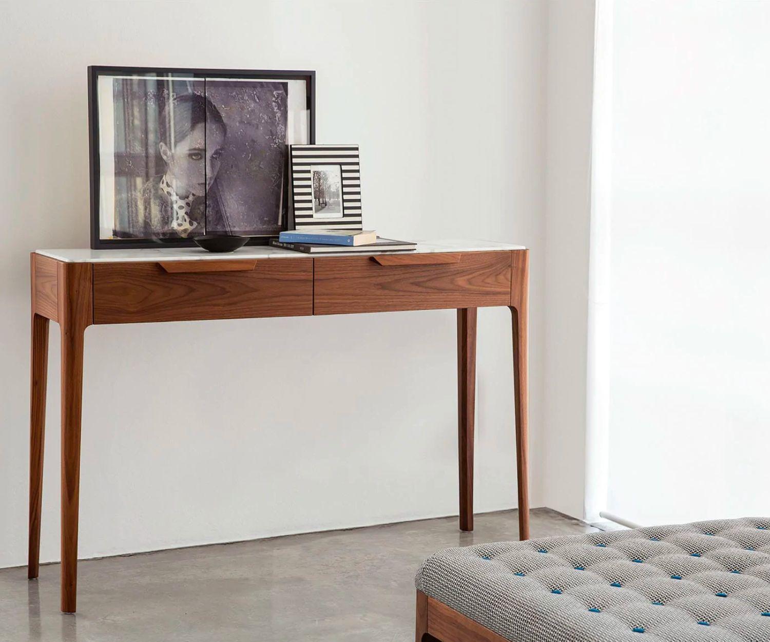 Porada Ziggy 10 Walnut Console Table by C. BALLABIO with Marble Top For ...