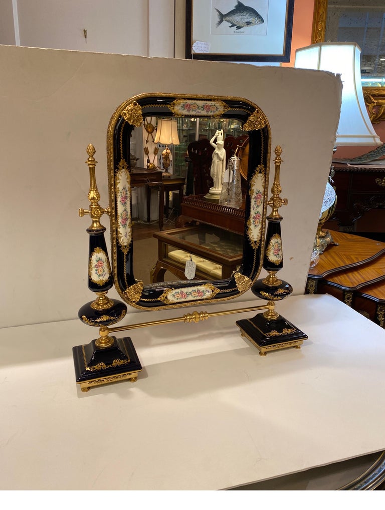 Porcelain and Gilt Vanity or Shaving Mirror Cobalt Porcelain For Sale ...