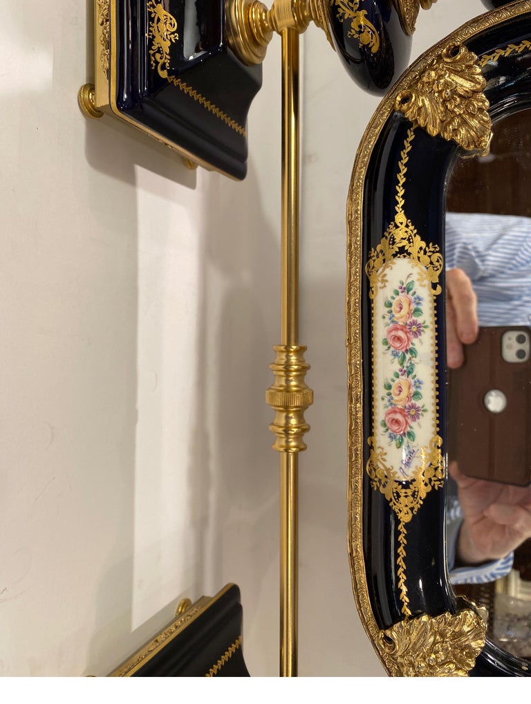 Porcelain and Gilt Vanity or Shaving Mirror Cobalt Porcelain For Sale ...