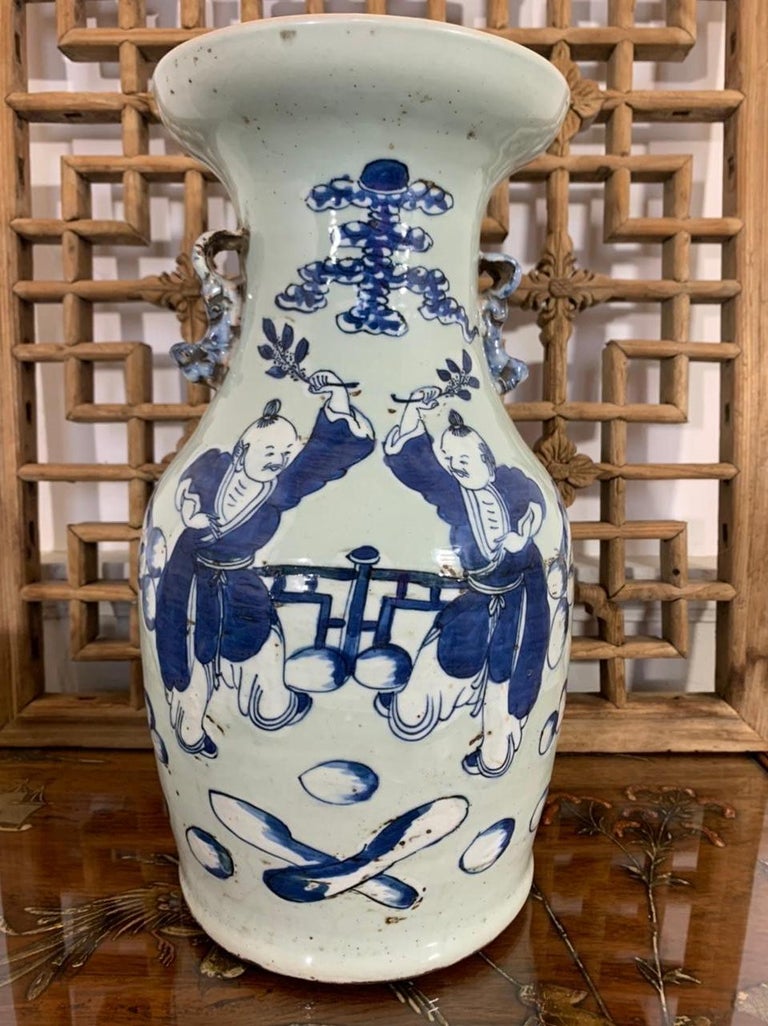 Porcelain Baluster Vase "Blanc Bleu" China 19th Century For Sale at ...
