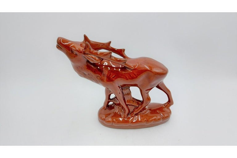 Porcelain brown deer figurine For Sale at 1stDibs