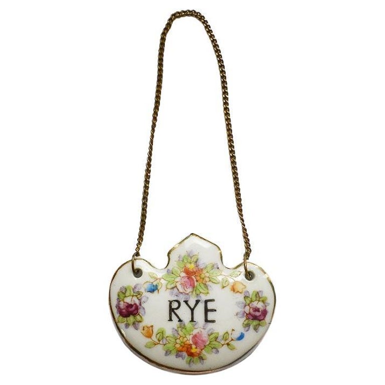 Porcelain Ceramic Antique Hand Painted Liquor Rye Bottle Tag For Sale ...