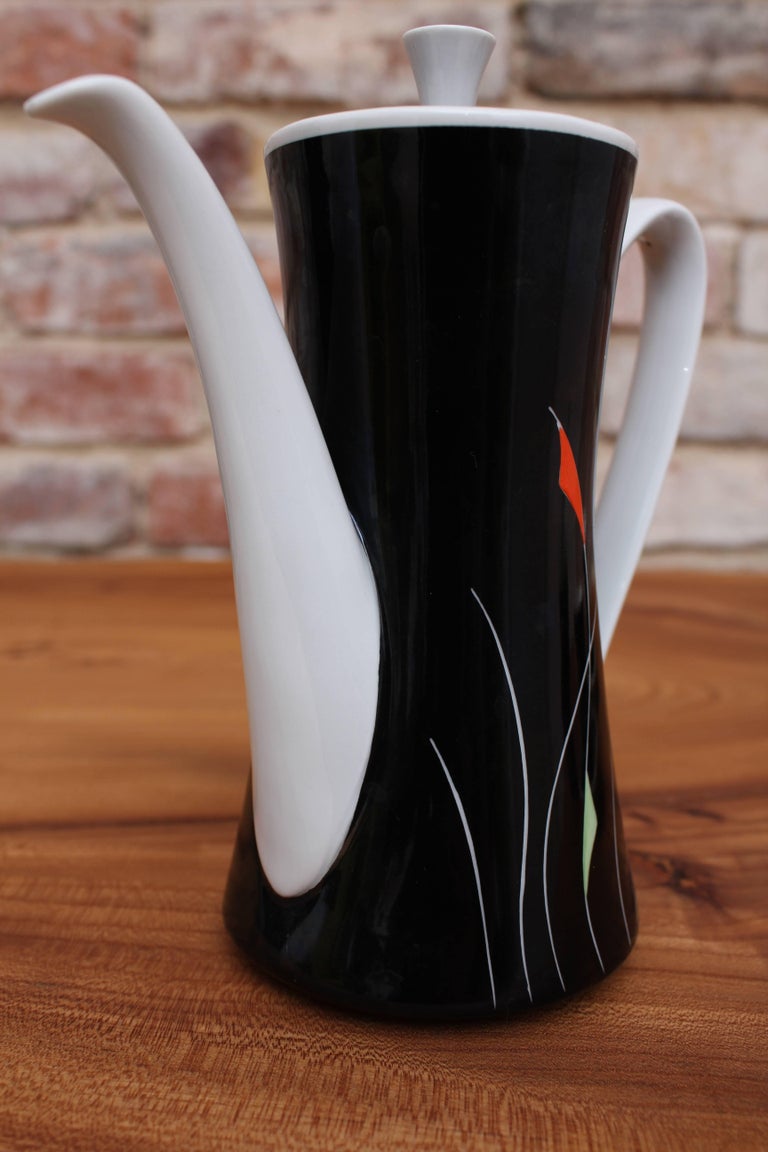 Porcelain Coffee Set from Kahla in Black and White, 1960s, Hand-painted ...