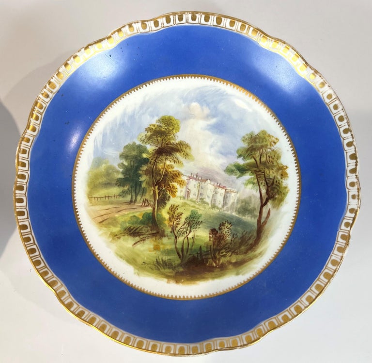 Porcelain Compotes Loch Creran and Clark Castle Scotland blue gilt ...