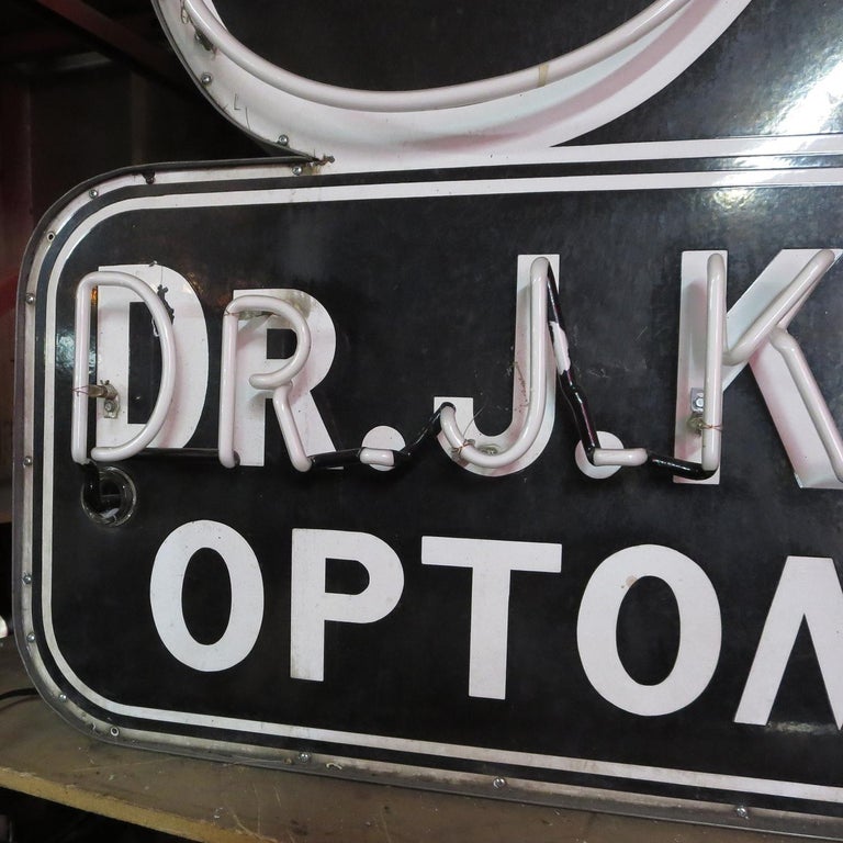 Porcelain Enamel Neon Eyeglass Optometrist Sign at 1stDibs