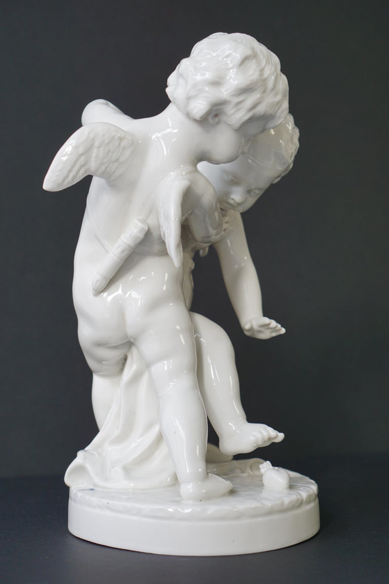 Porcelain Figurative Sculpture Representing Two Little Angels, Putti ...