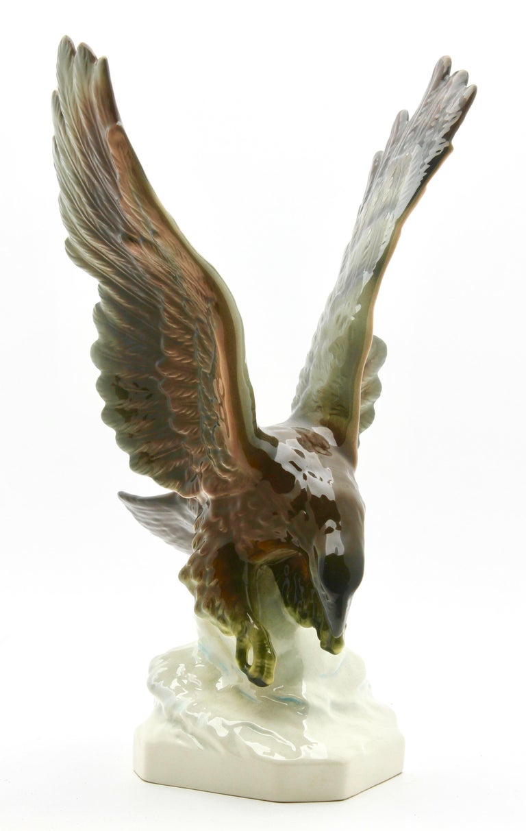 Porcelain Figurine of a Bird of Prey by Goebel Germany, Signed 'Goebel ...