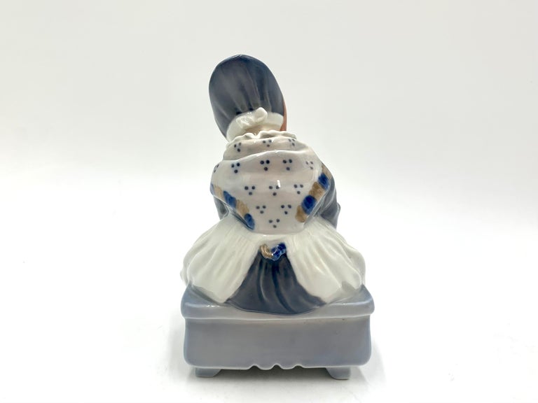 Porcelain Figurine of a Sewing Woman, Royal Copenhagen, Denmark, 1970s ...