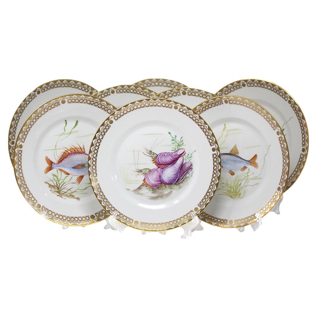 Art Nouveau LS&S Carlsbad Austria Porcelain Fish Set at 1stDibs