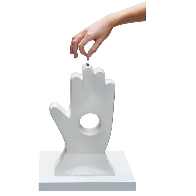 Porcelain Hand Shaped Money Box with Hole For Sale at 1stDibs ...