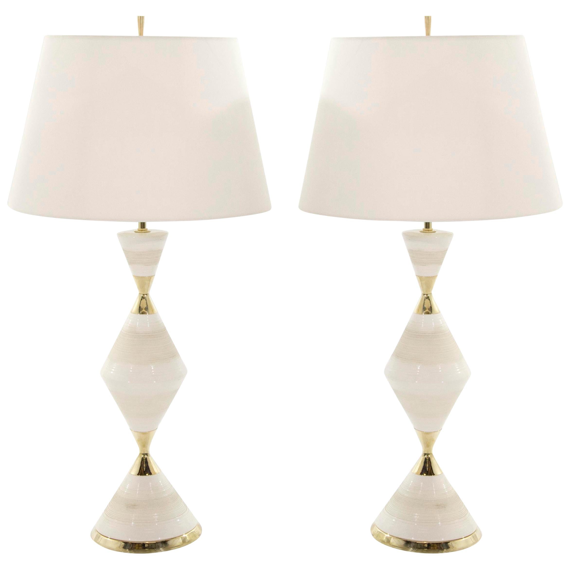 Ceramic and Brass Hourglass Table Lamp by Gerald Thurston For Sale at ...