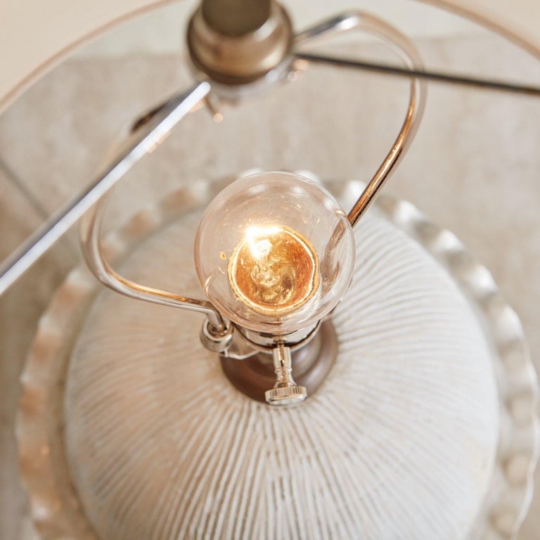 Porcelain Lamp with Wave Detail, France, 20th Century For Sale at 1stDibs