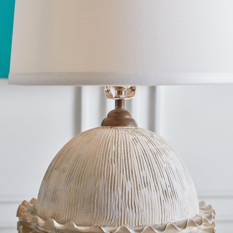 Porcelain Lamp with Wave Detail, France, 20th Century For Sale at 1stDibs