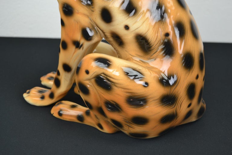 Porcelain Leopard Sculpture, 1970s, Italy at 1stDibs