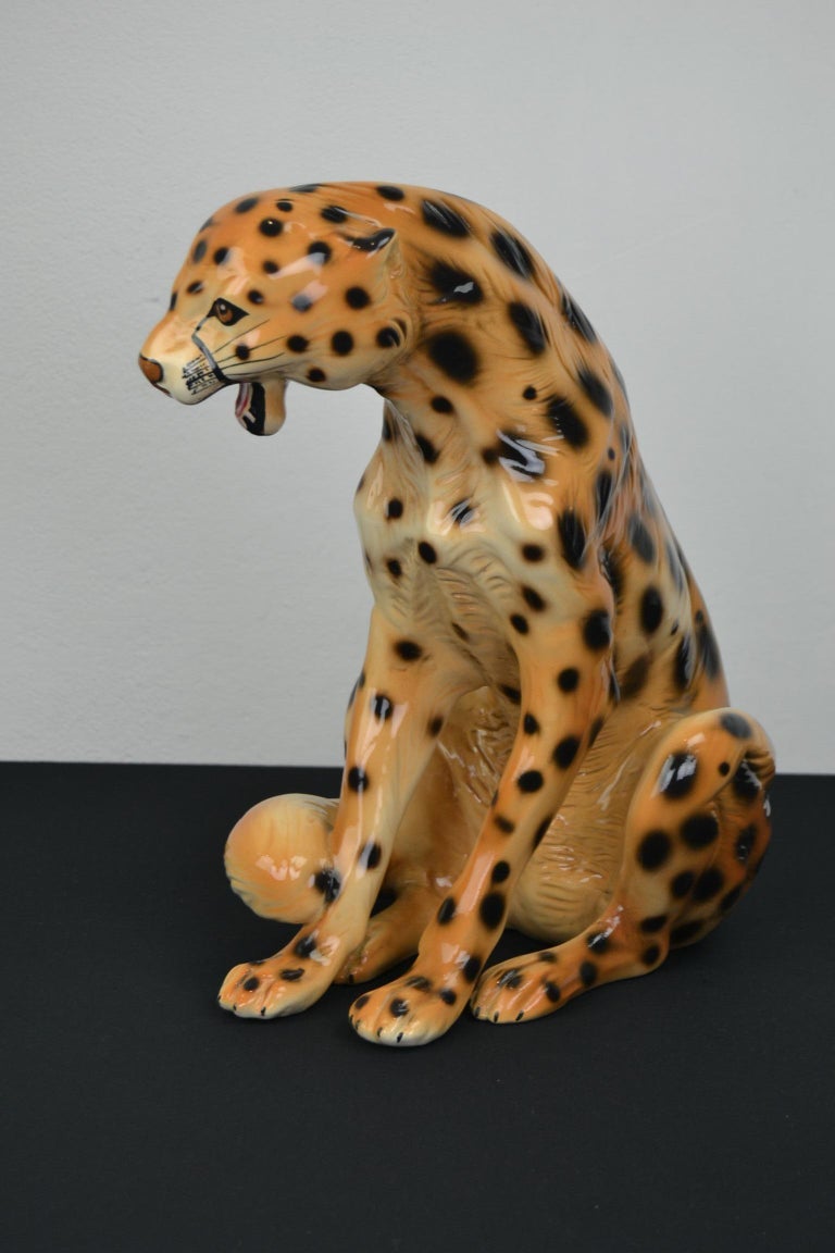 Porcelain Leopard Sculpture, 1970s, Italy at 1stDibs