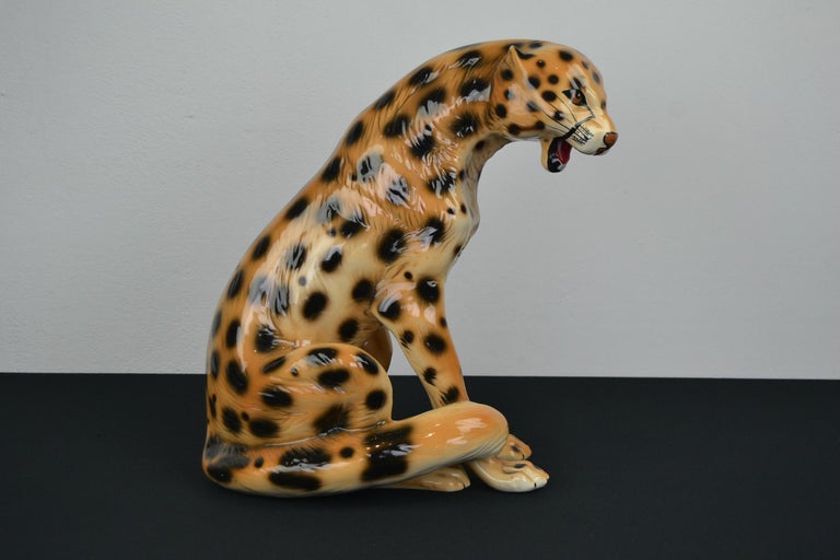 Porcelain Leopard Sculpture, 1970s, Italy at 1stDibs