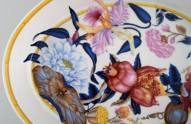 Porcelain of Paris. "Tropical Aurore". Large porcelain dish, 1980s For ...