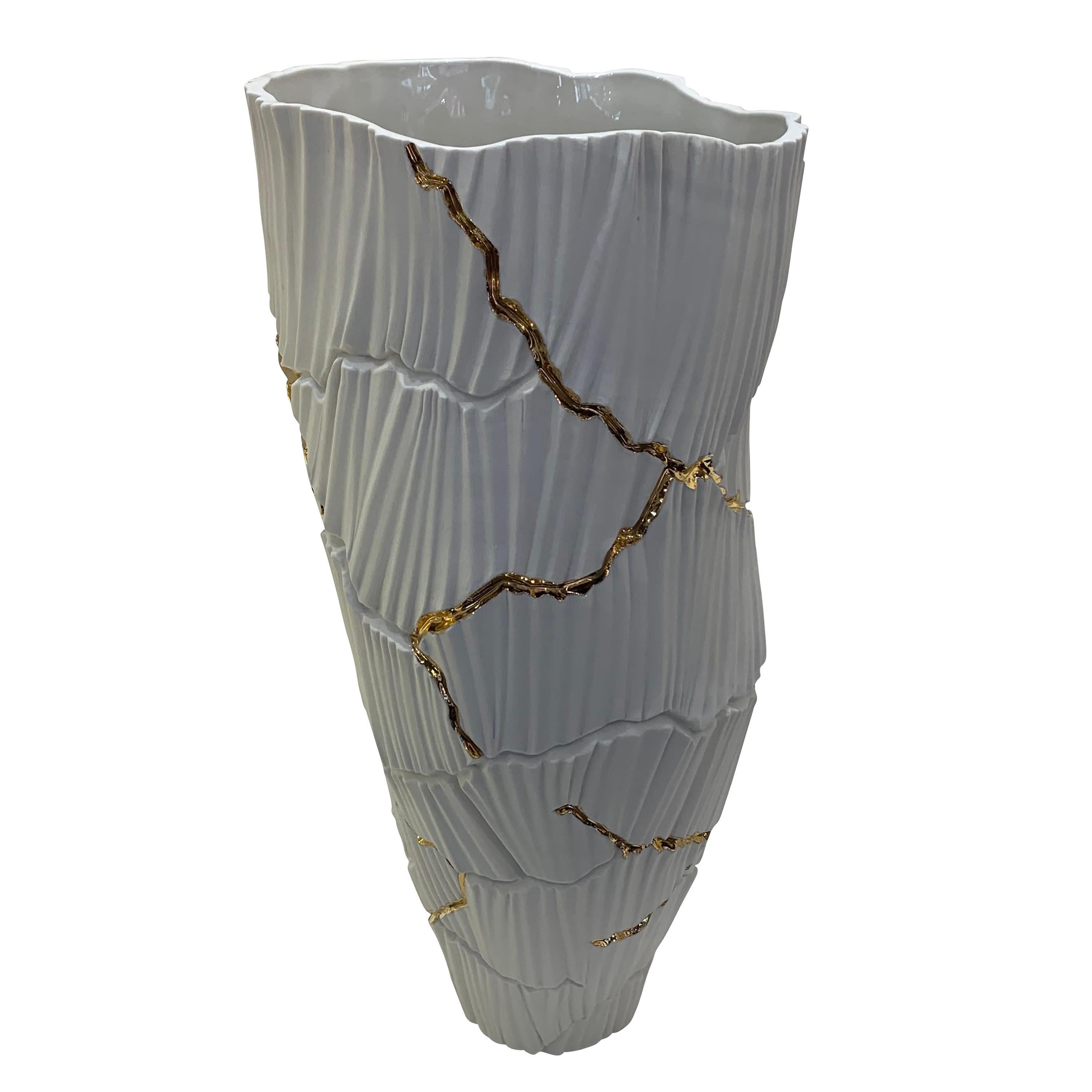 Porcelain Rib Textured Vase, Italy, Contemporary For Sale at 1stDibs