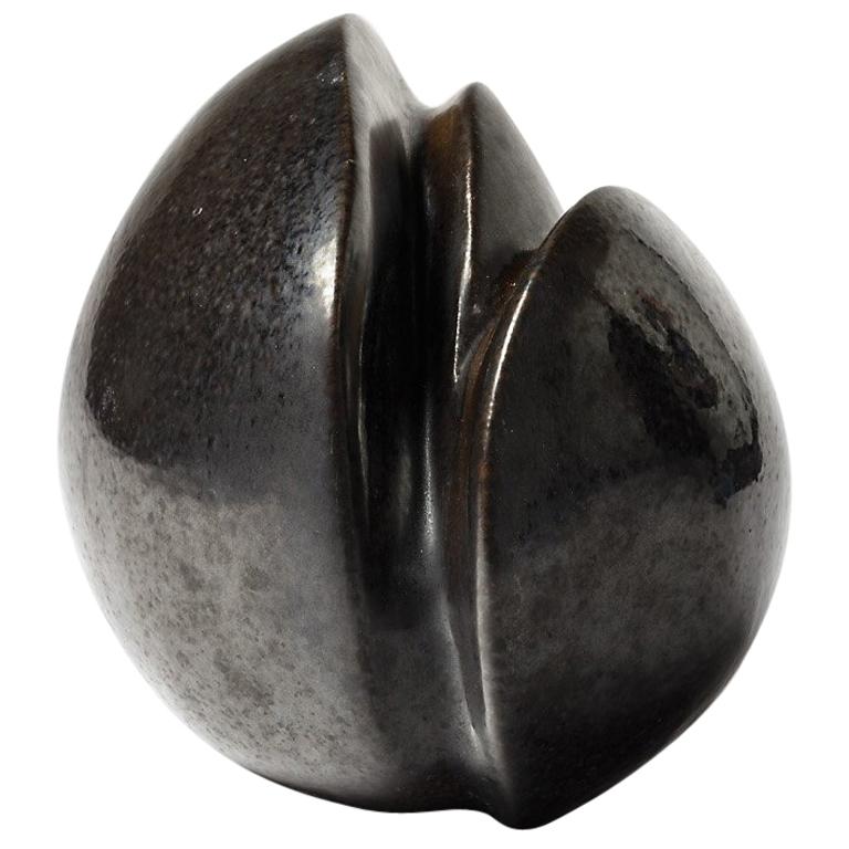 Porcelain Sculpture with Black Glaze Decoration by Tim Orr, circa 1970 ...