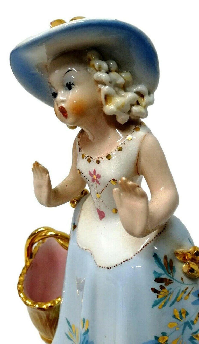 Porcelain Statue "Lady with Basket #207", Design Giovanni Girardi ...
