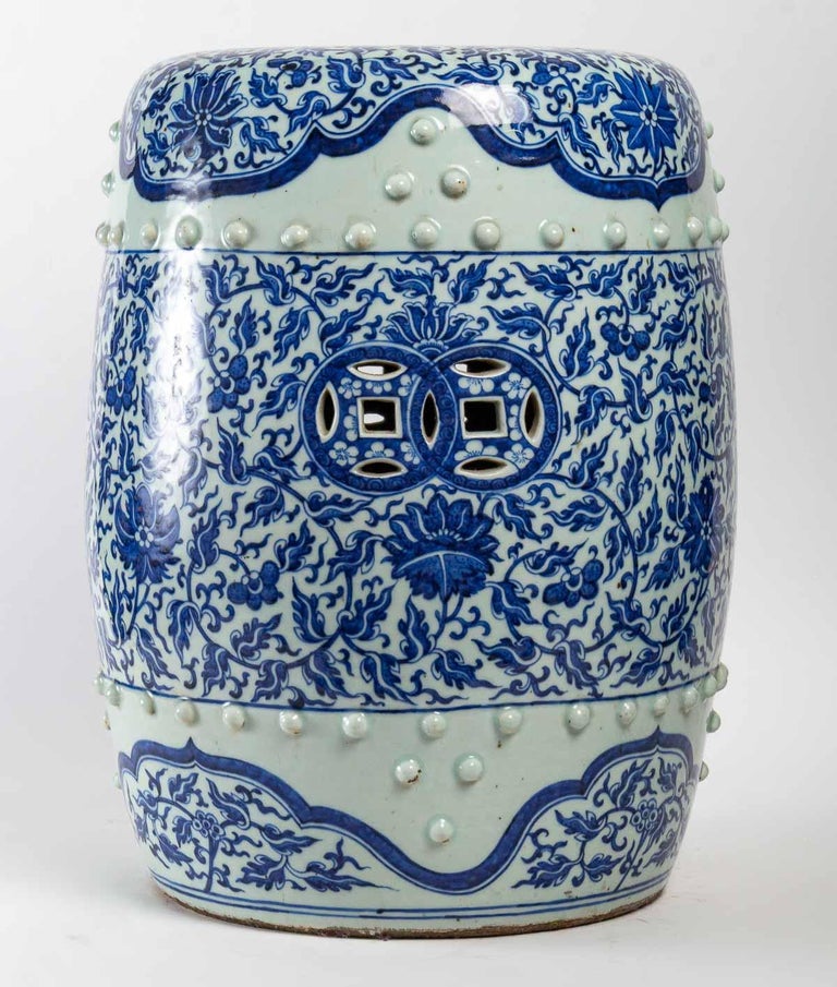 Porcelain Stool with Flowery Scrolls Decoration at 1stDibs