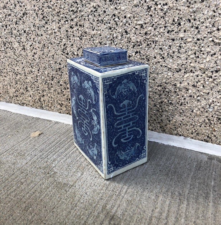 Porcelain Tea Container with Good Luck Symbols, Early 20th Century For ...