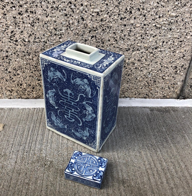 Porcelain Tea Container with Good Luck Symbols, Early 20th Century For ...